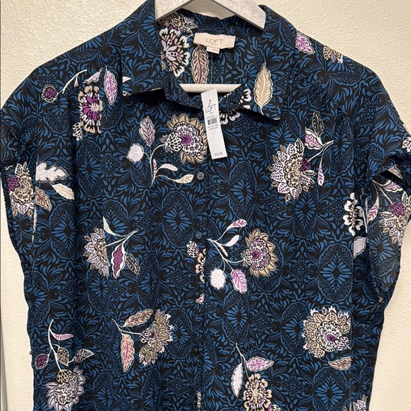 LOFT | Tops | Loft Boxy Blue And Pink Button Down Shirt | Poshmark